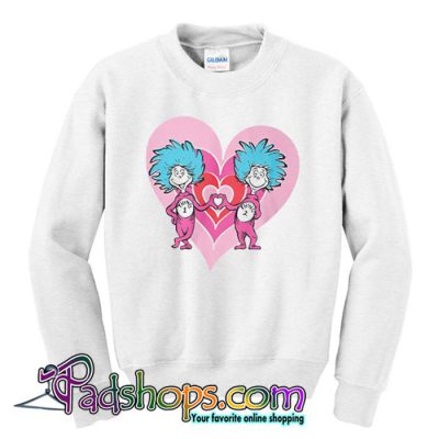 Dr Seuss Valentine Thing 1 Thing 2 Sweatshirt SL - PADSHOPS